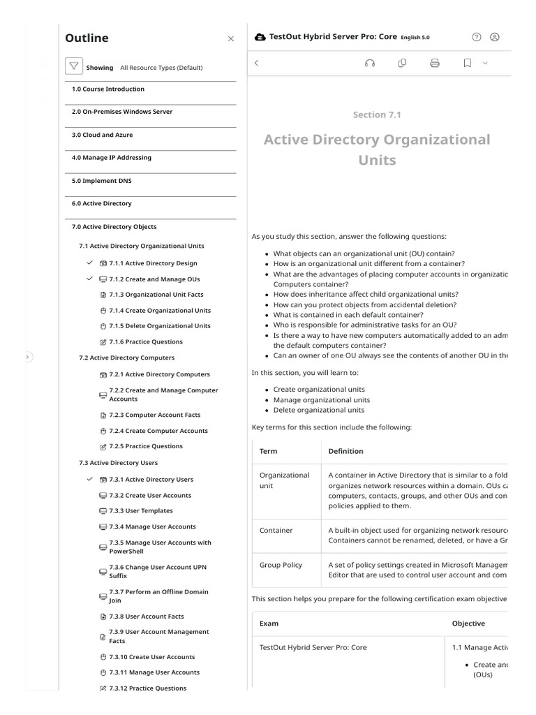 7.1.3 Organizational Unit Facts | PDF | Active Directory | Operating System Families