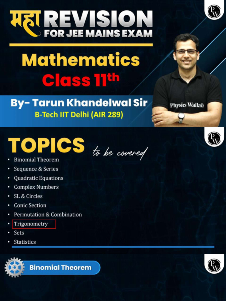 Complete Class 11th Mathematics in 1 Shot - Class Notes - Manzil JEE ...