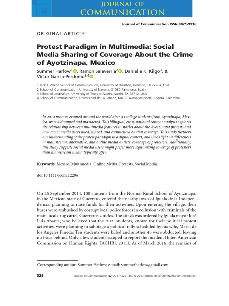 Journal of Communication - 2017 - Harlow - Protest Paradigm in ...