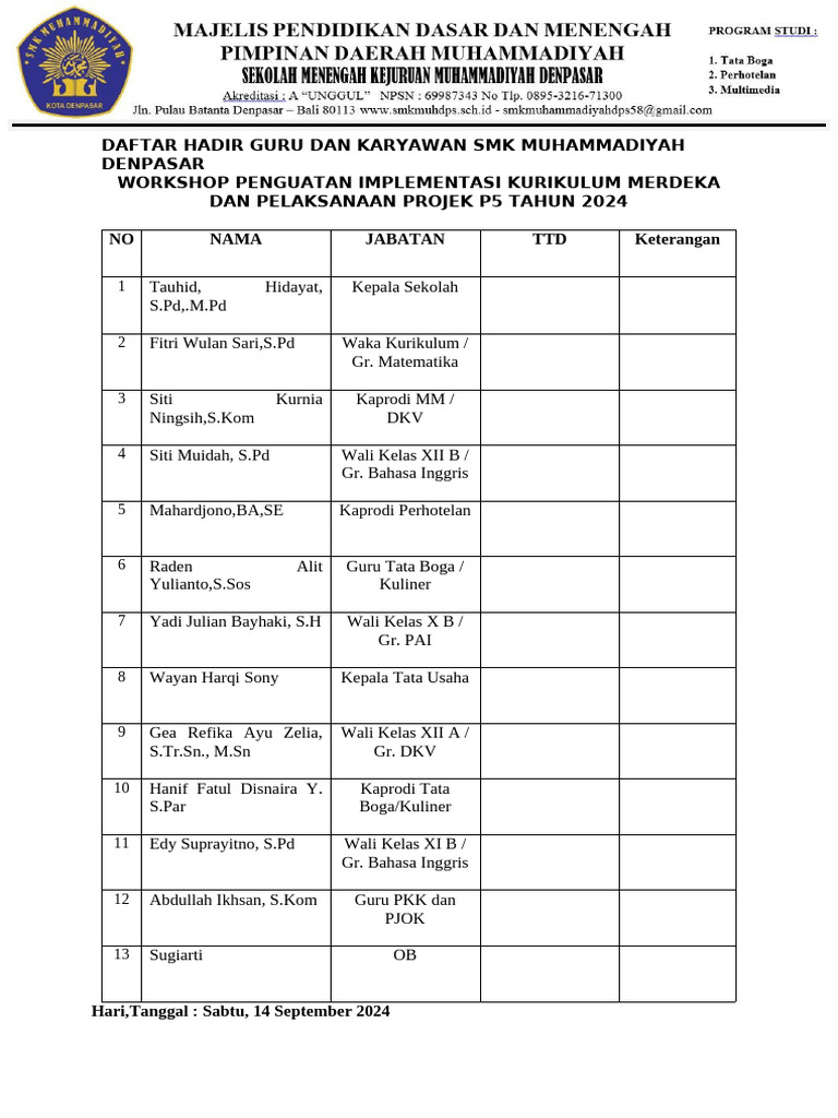 ABSENSI WORKSHOP BANPER 2024 Fix | PDF