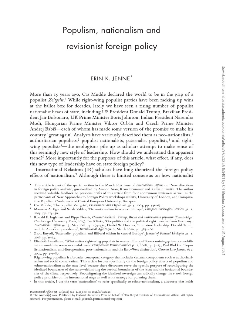 Populism's Impact on Foreign Policy | PDF | Populism | Nationalism