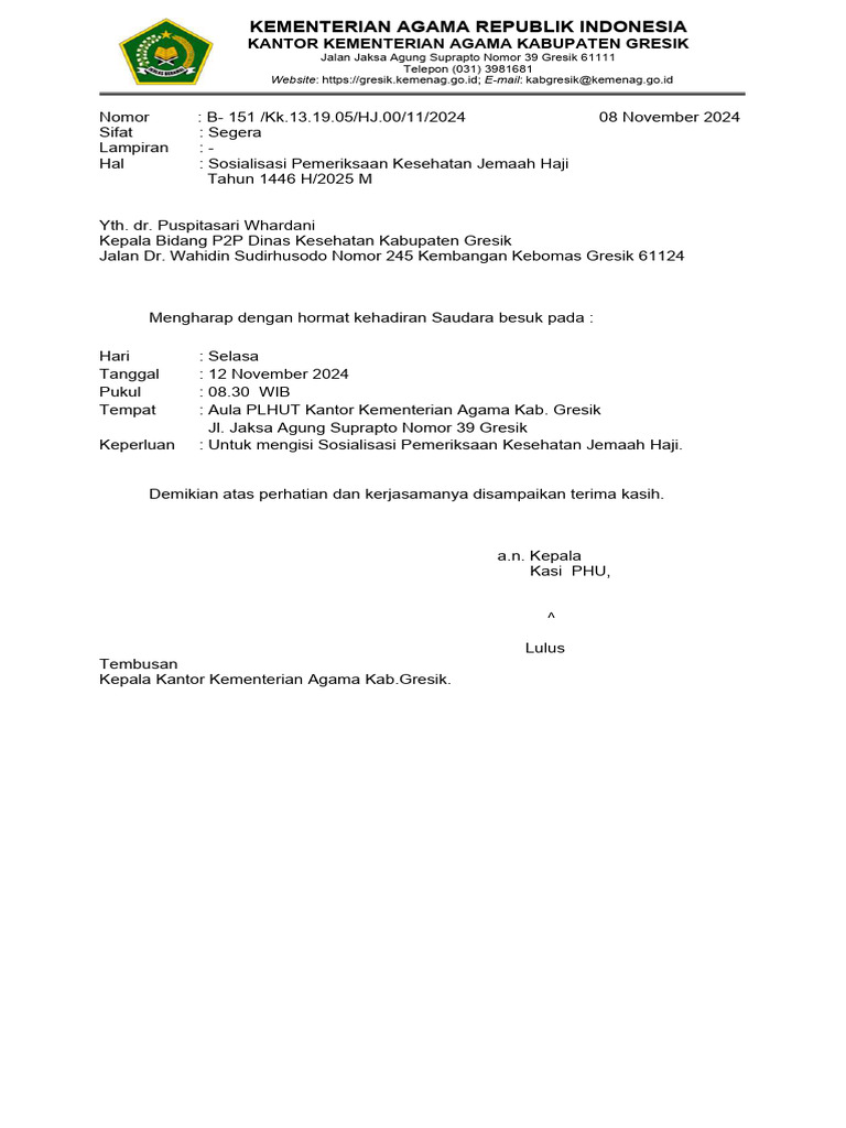 SURAT UNDANGAN - Dr. Puspitasari | PDF