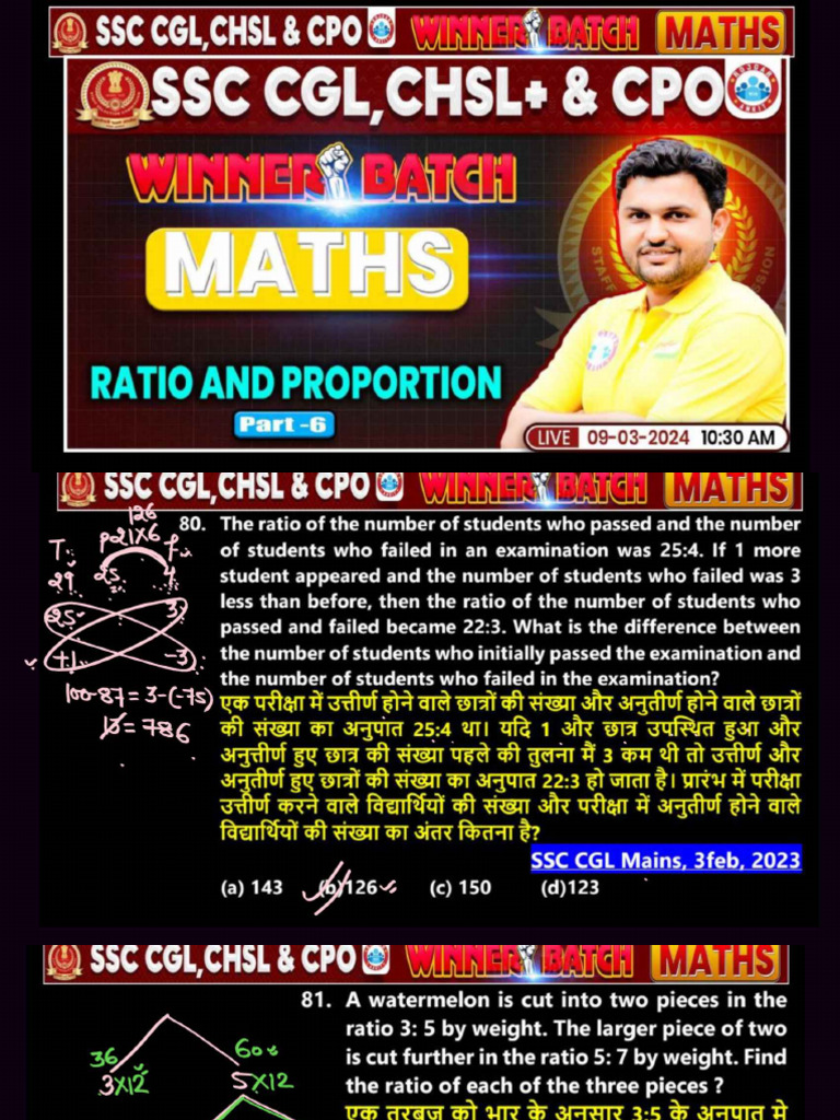430 Maths by Rahul Sir Ratio and Proportion 6 Maths Winner Ba | PDF