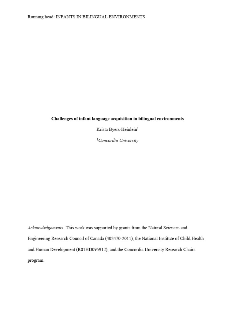 Byers-Heinlein-2020-Challenges of infant language acquisition in bilingual environments | PDF ...