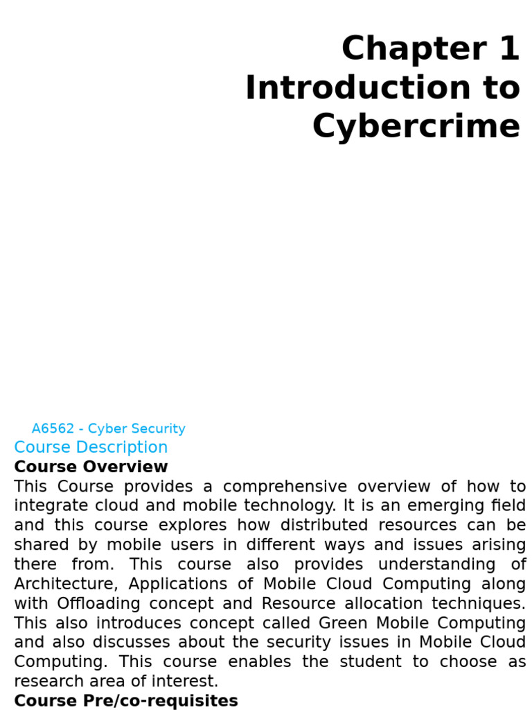 Introduction to Cybercrime Overview | PDF | Cybercrime | Security