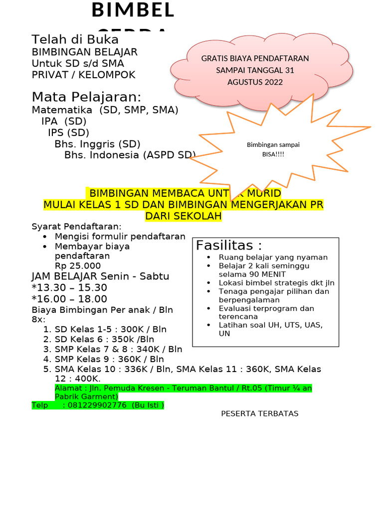 Brosur Bimbel Sederhana | PDF