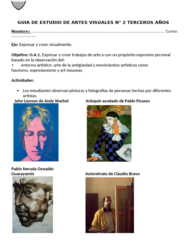 3º Básicos Guía Nº2 Artes Visuales | PDF