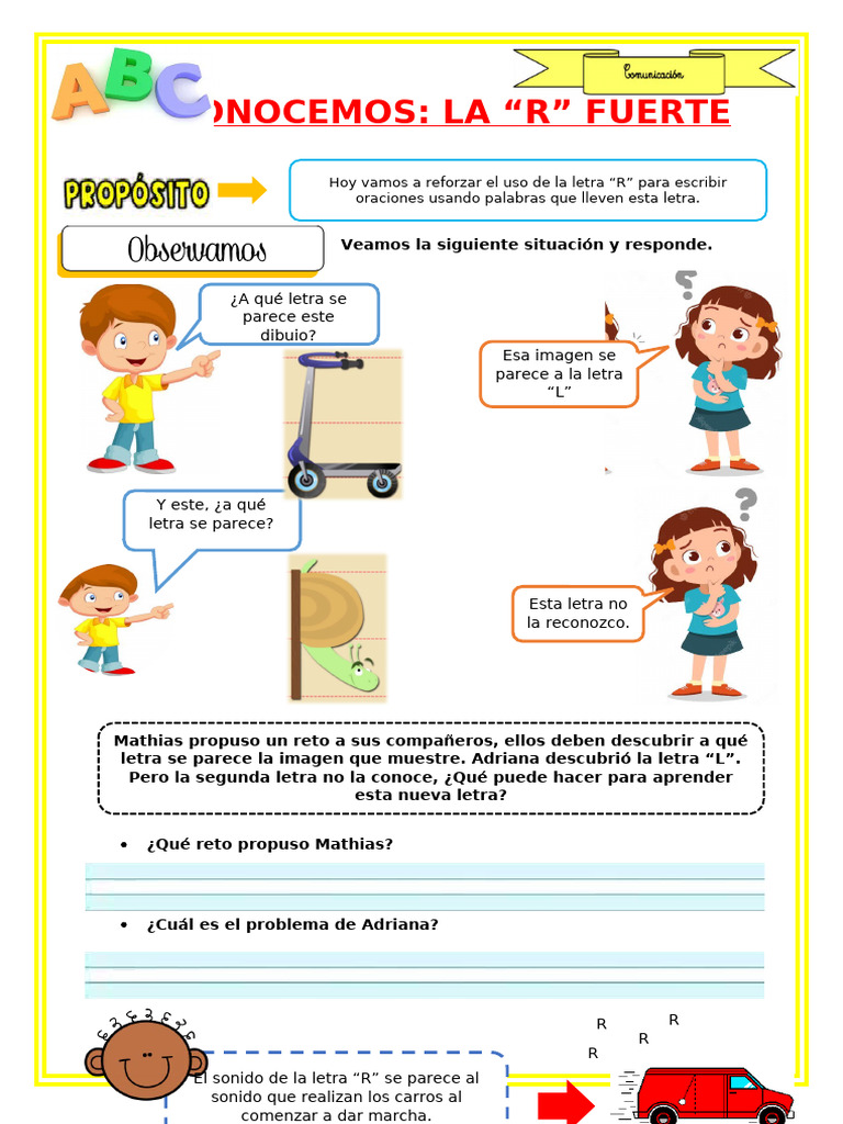 9 Ficha Reconocemos La R Fuerte | PDF | Artes del Lenguaje y Comunicación
