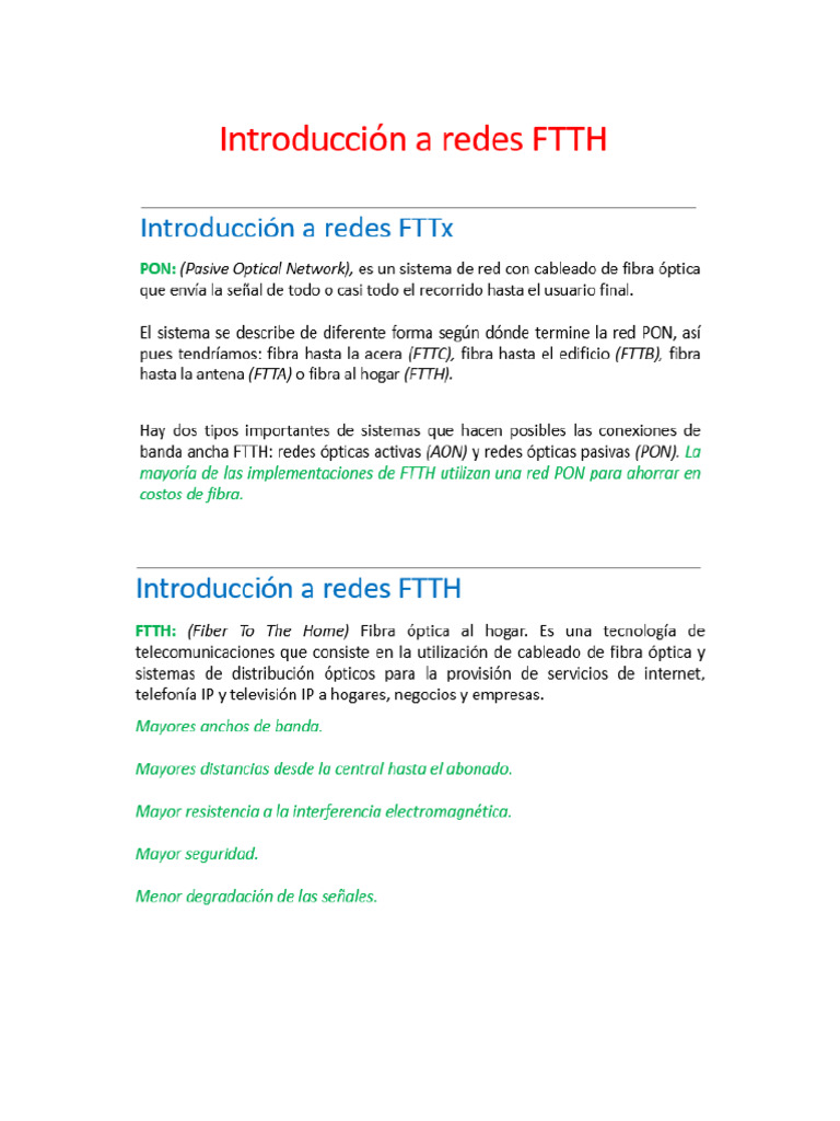 Introducción A Redes FTTH | PDF