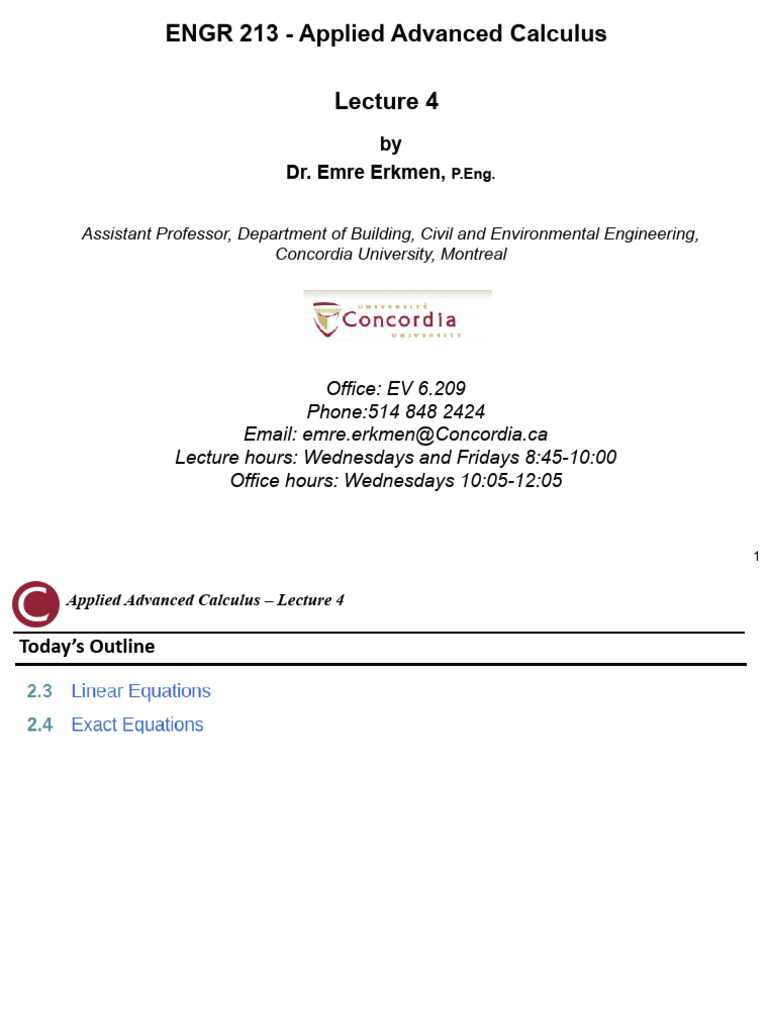 Lecture4 ENGR213 | PDF | Calculus | Equations