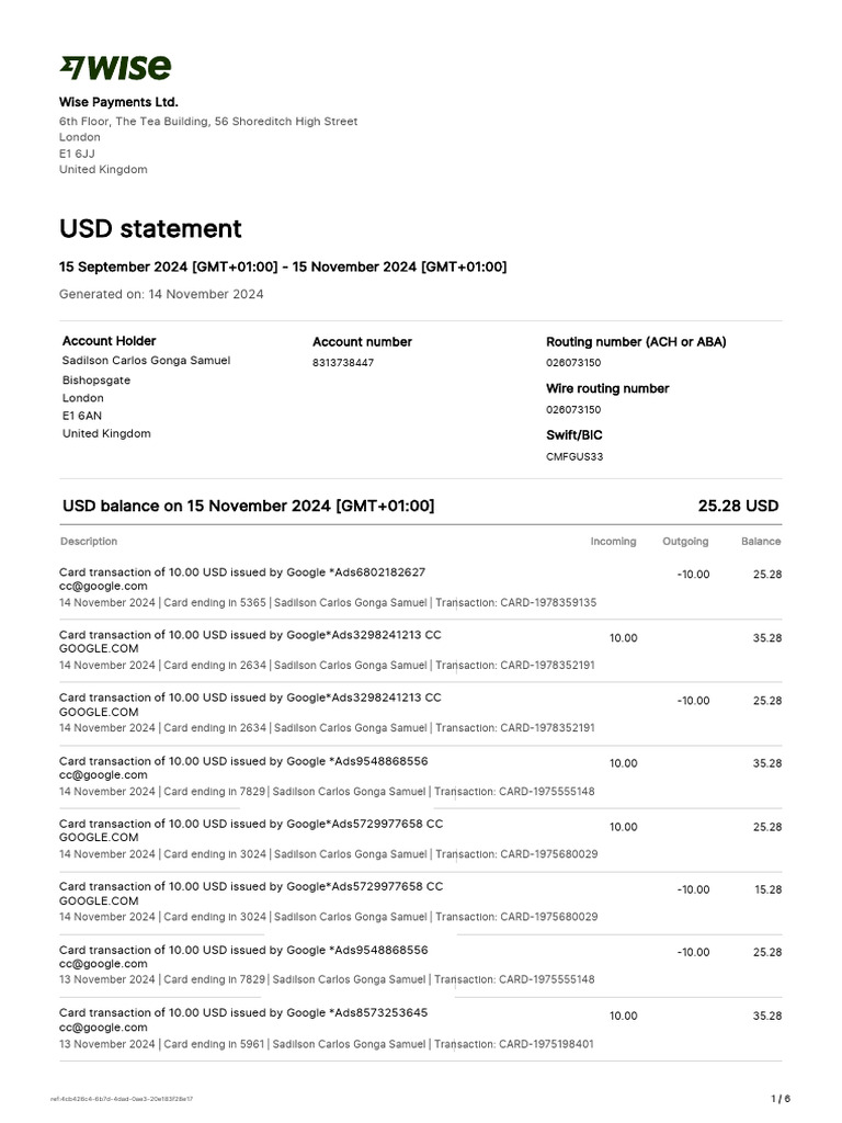 Balance Statement | PDF | Money | Service Industries