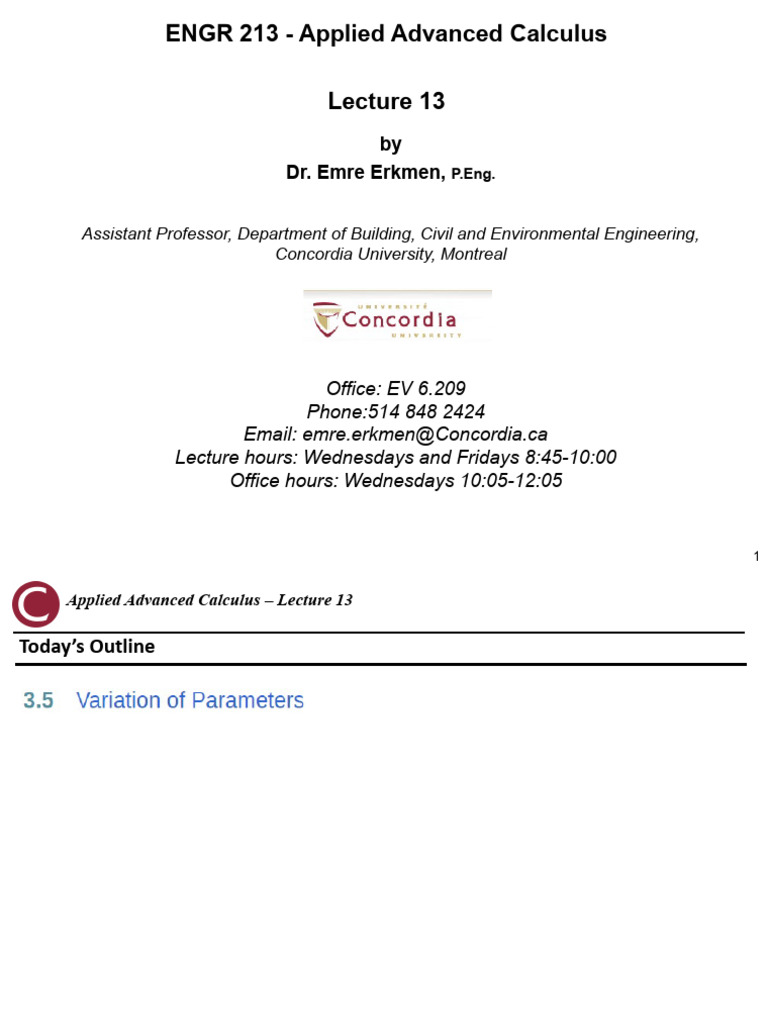 Lecture13 ENGR213 | PDF | Calculus | Equations
