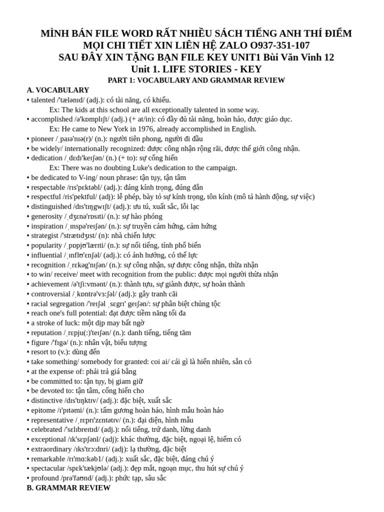 123doc BT Anh 12 Thi Diem Bui Van Vinh | PDF