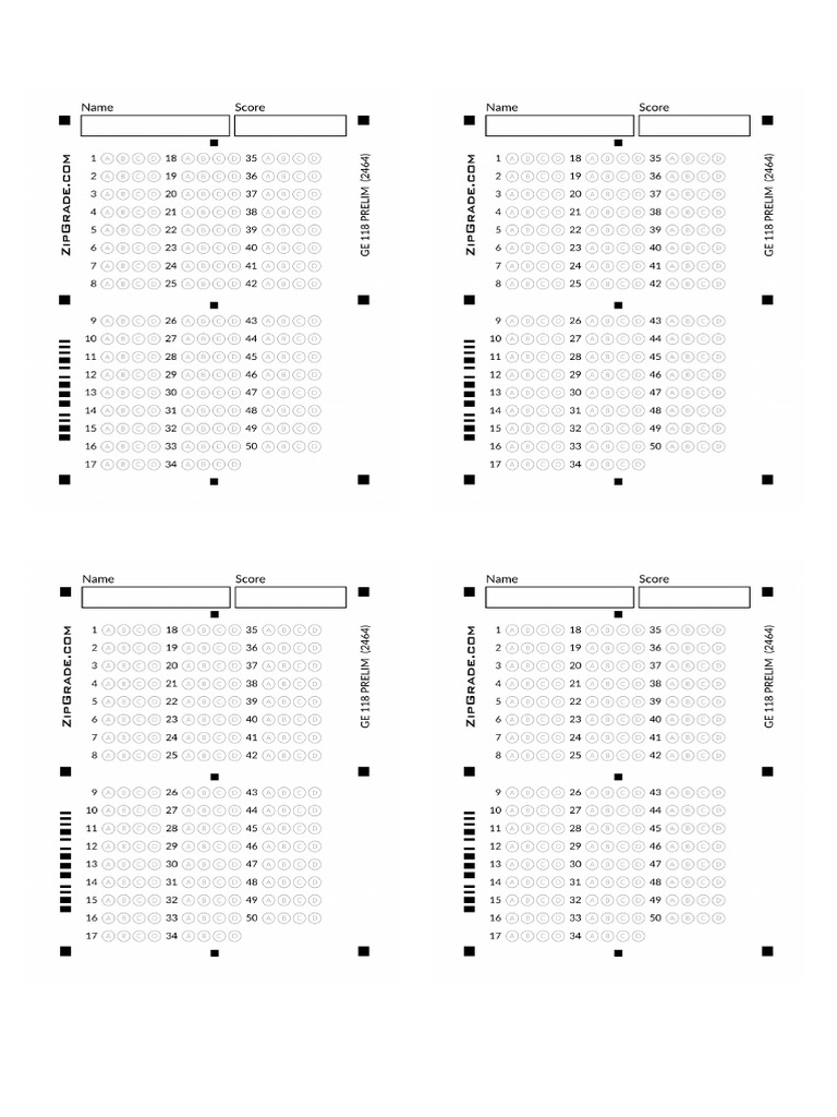 Ge 118 Prelim Answer Sheet | PDF