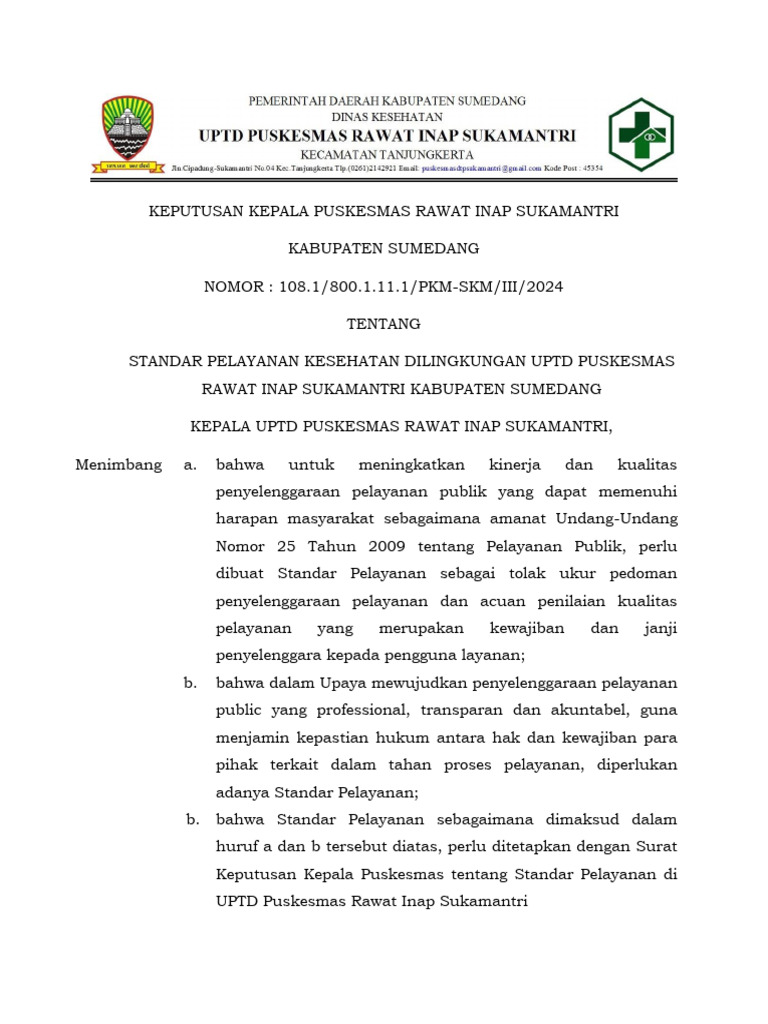 SK Standar Pelayanan Kesehatan Perubahan | PDF | Pengelolaan Keuangan & Uang | Pengembangan Diri