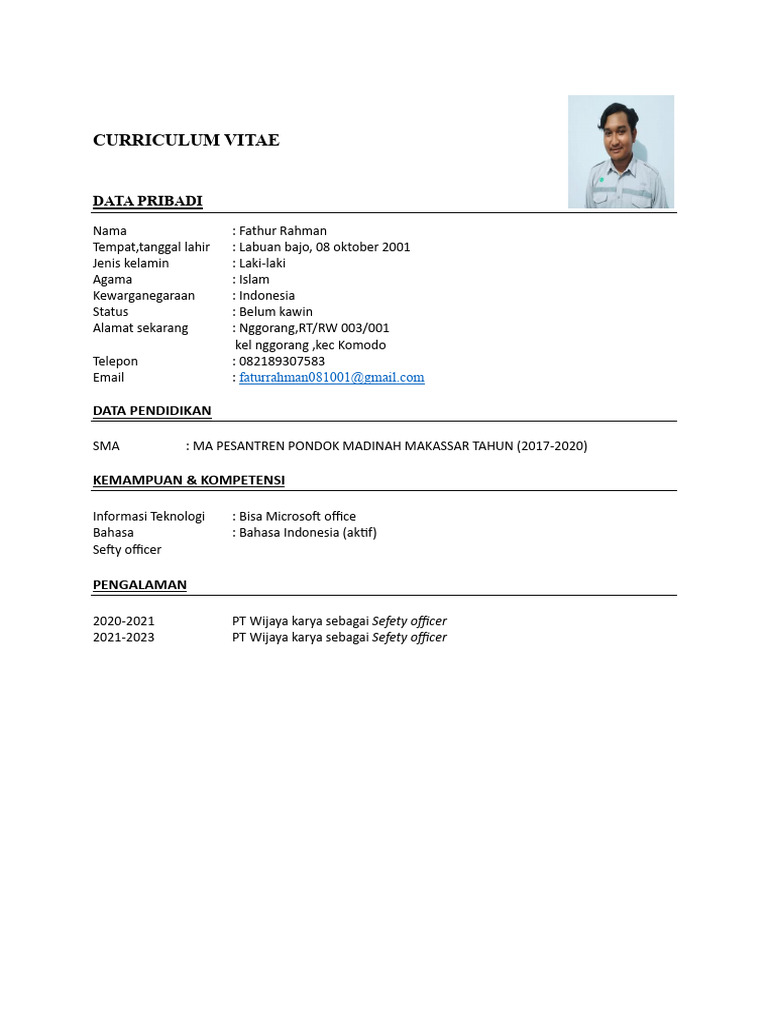 CV Fathur Rahman | PDF