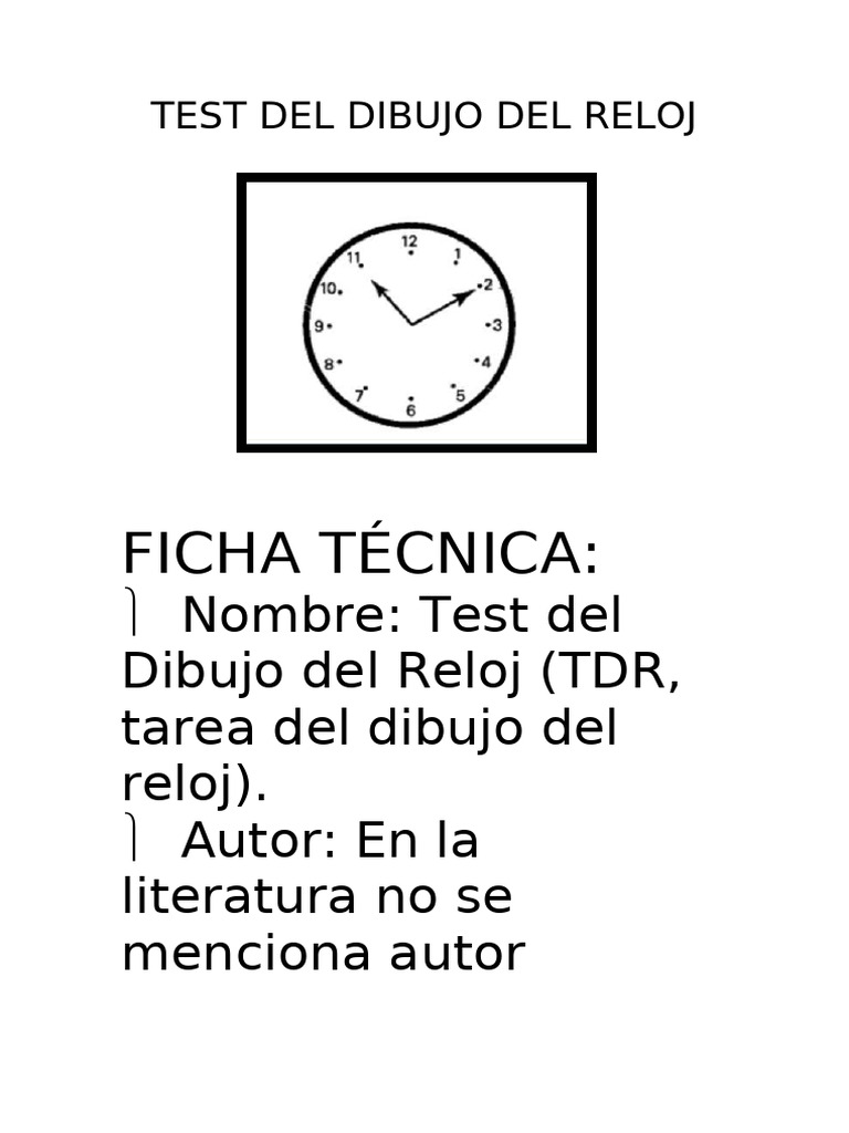 Test del Dibujo del Reloj en Cognición | PDF | Reloj | Sicología