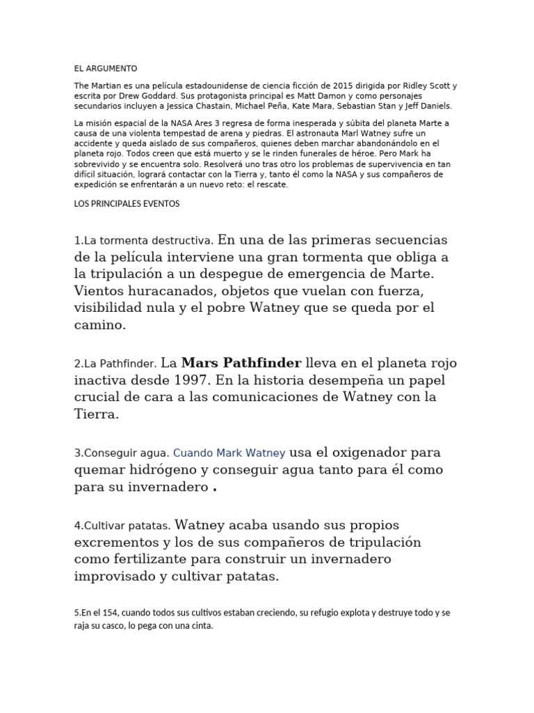 Trabajo T06 | PDF | El marciano (película) | Nasa