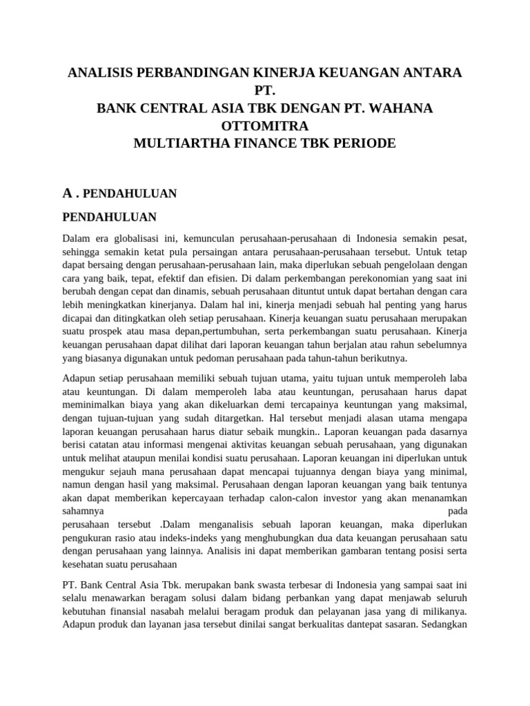 Analisis Perbandingan Kinerja Keuangan Antara PT | PDF