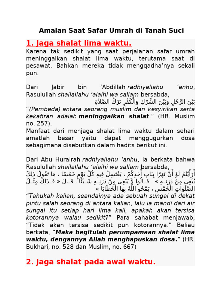 40-An Amalan Saat Safar Umrah Di Tanah Suci | PDF