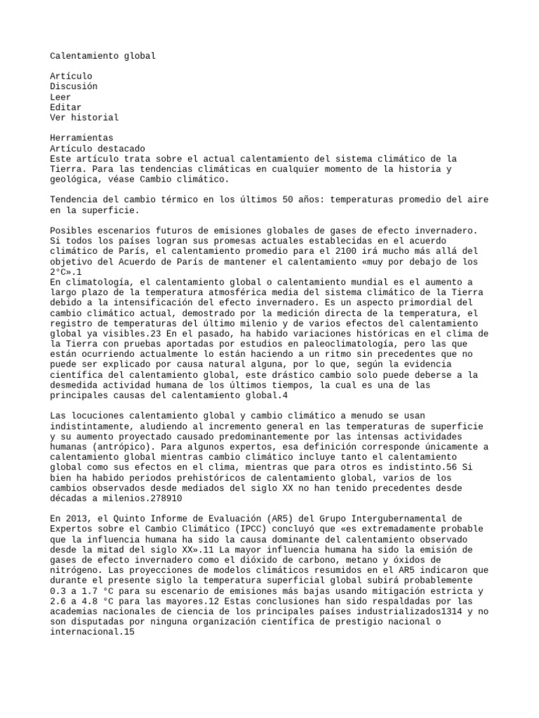 Calentamiento Global: Causas y Efectos | PDF | Cambio climático ...