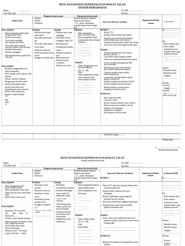 Rencana Asuhan Keperawatan Rawat Jalan S | PDF