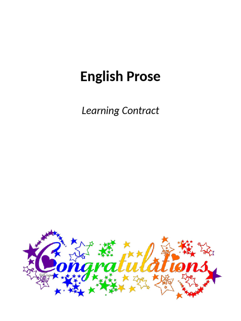 1 English Prose Learning Contract | PDF | Softlines (Retail) | Footwear