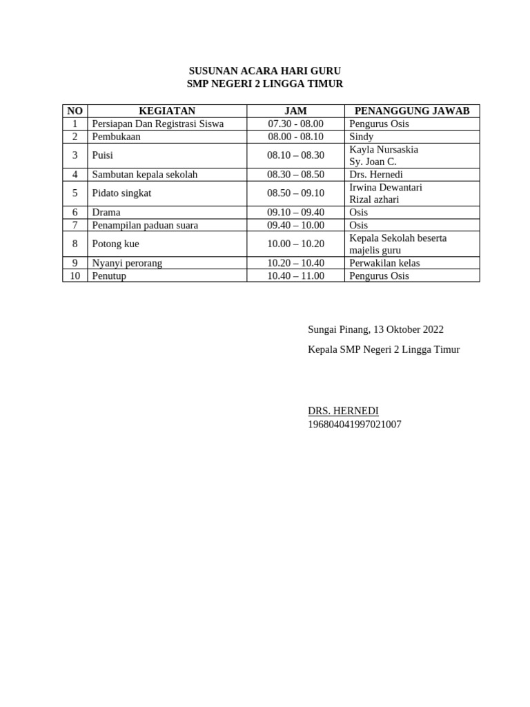 Susunan Acara Hari Guru | PDF
