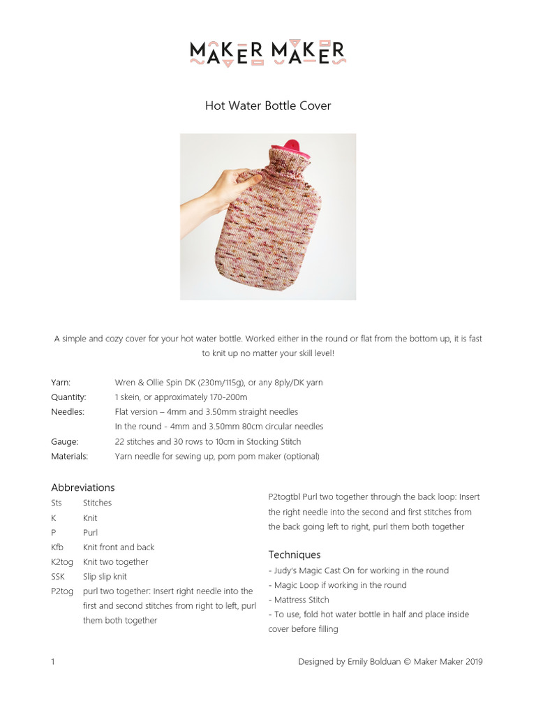 Maker Maker Hot Water Bottle | PDF | Knitting | Handicrafts