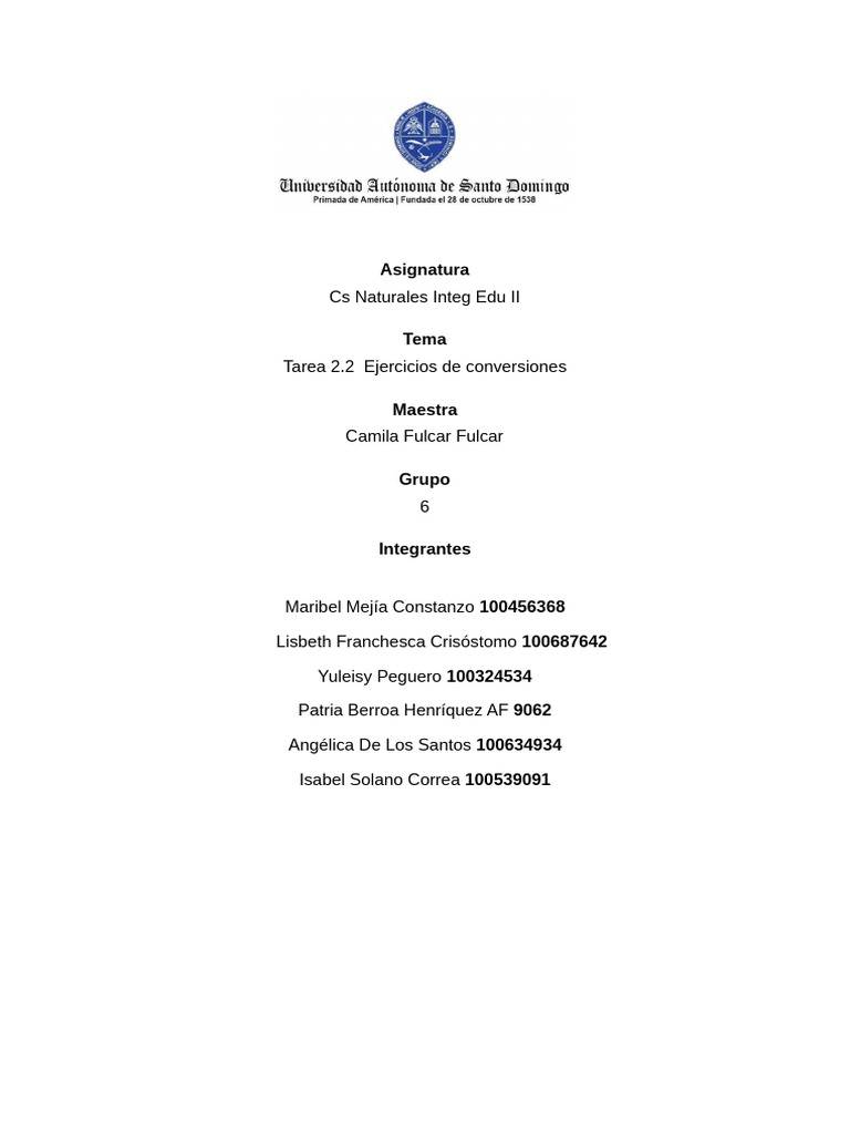 Tarea 2.2 Ejercicios de Conversion | PDF | Litro | Kilogramo