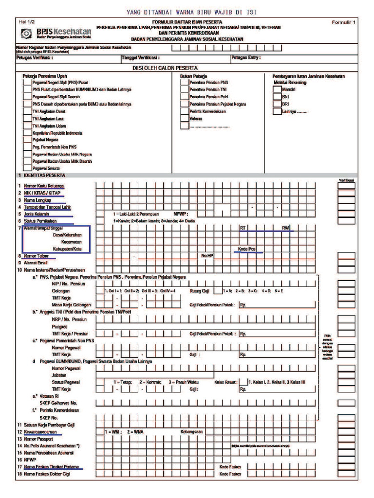 Formulir Pendaftaran BPJS - Kesehatan | PDF