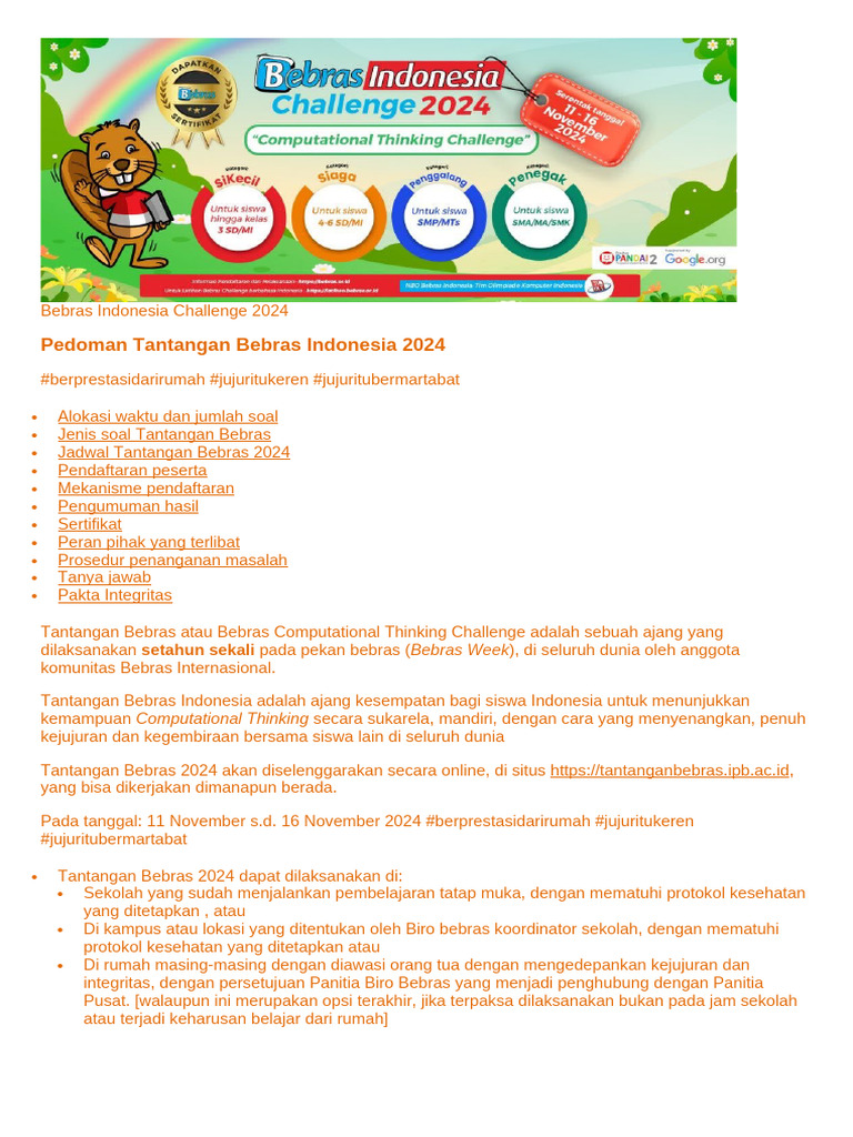 Bebras Indonesia Challenge 2024 | PDF