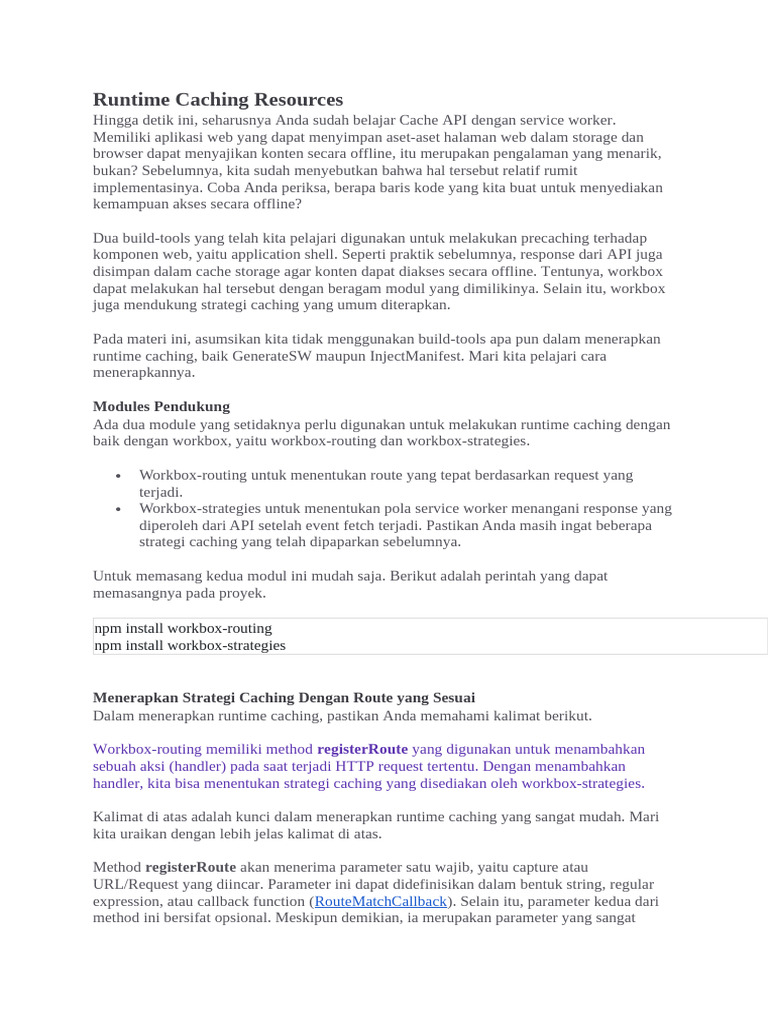Runtime Caching Resources | PDF | Komputer