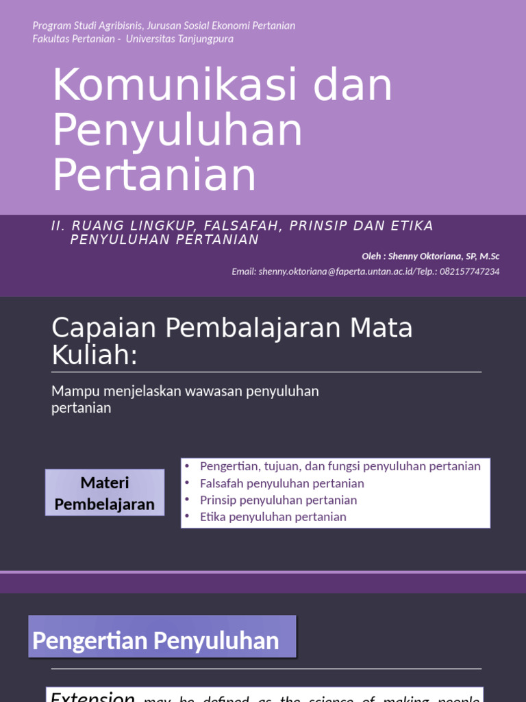 Ruang Lingkup, Falsafah, Prinsip Dan Etika Penyuluhan | PDF