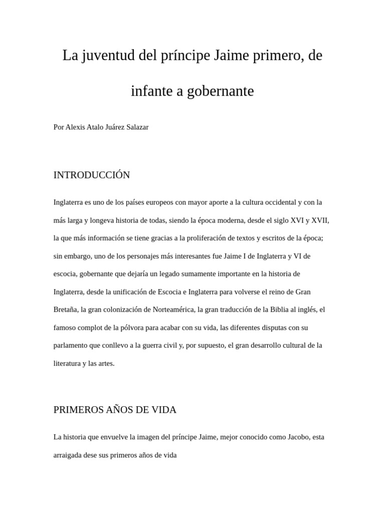 Juventud del Príncipe Jaime I de Inglaterra | PDF