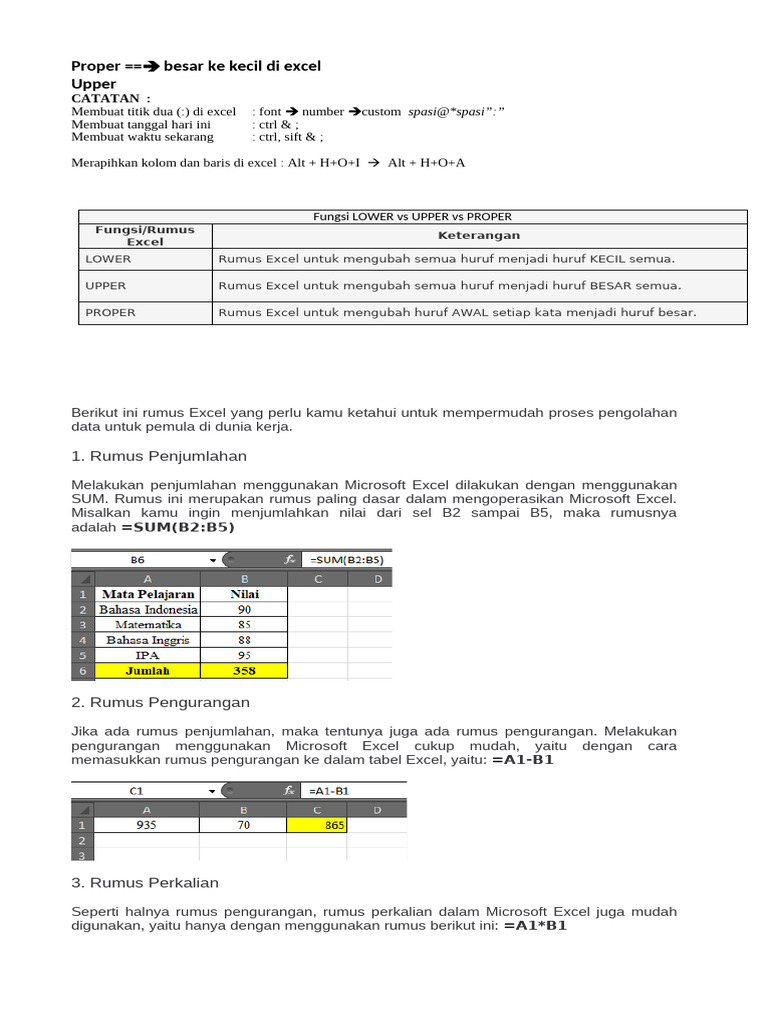 Kumpulan Rumus-Rumus Excel | PDF | Karier & Perkembangan | Metode & Bahan Ajar