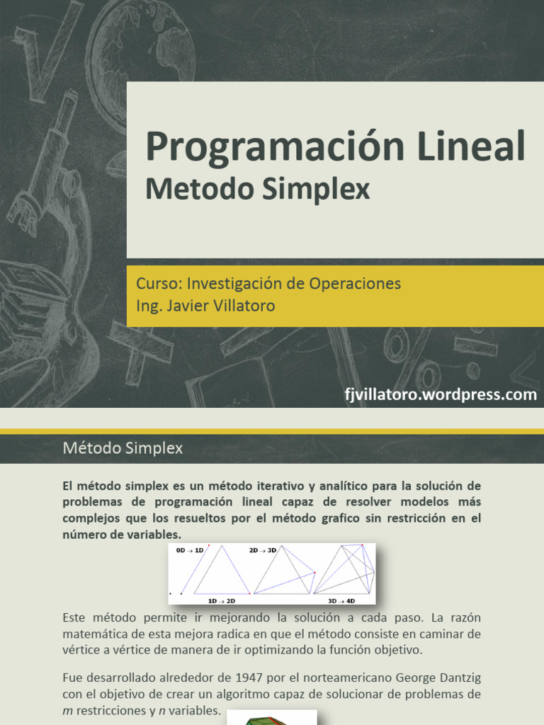 2018 02 Io 01 02 Metodo Simplex | PDF | Programación lineal | Ecuaciones