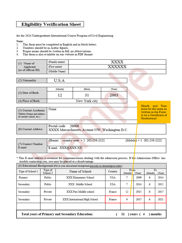 1 Sample Eligibility Verification Sheet | PDF