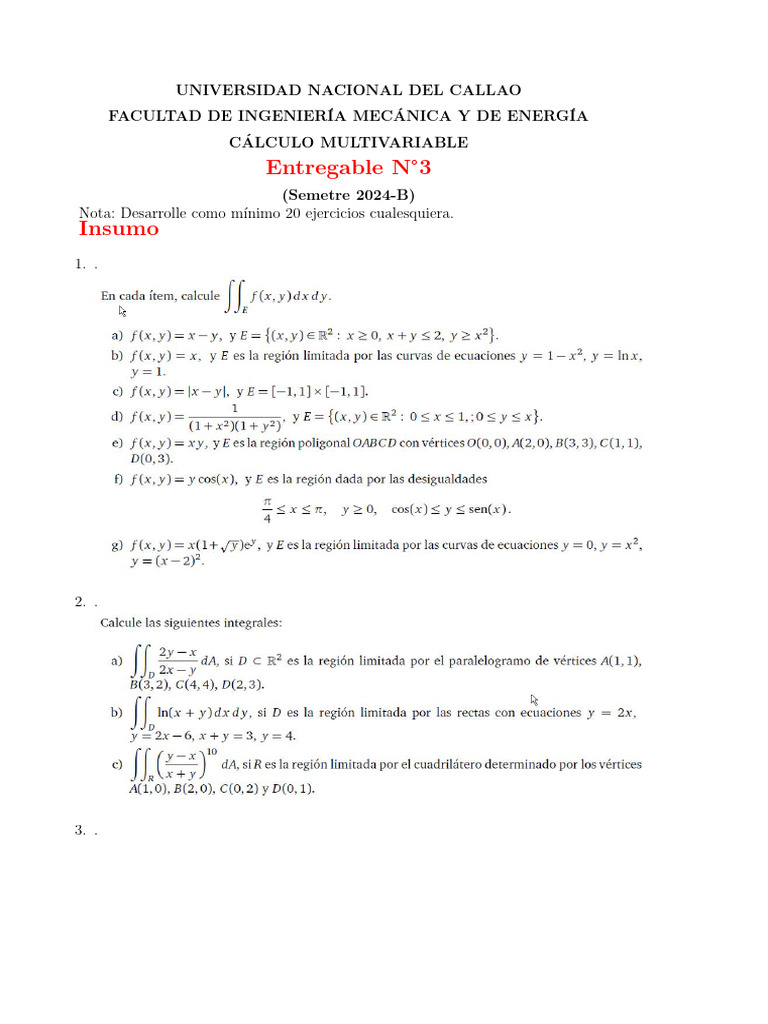 Entregable 3 2024 B | PDF | Integral | Cálculo