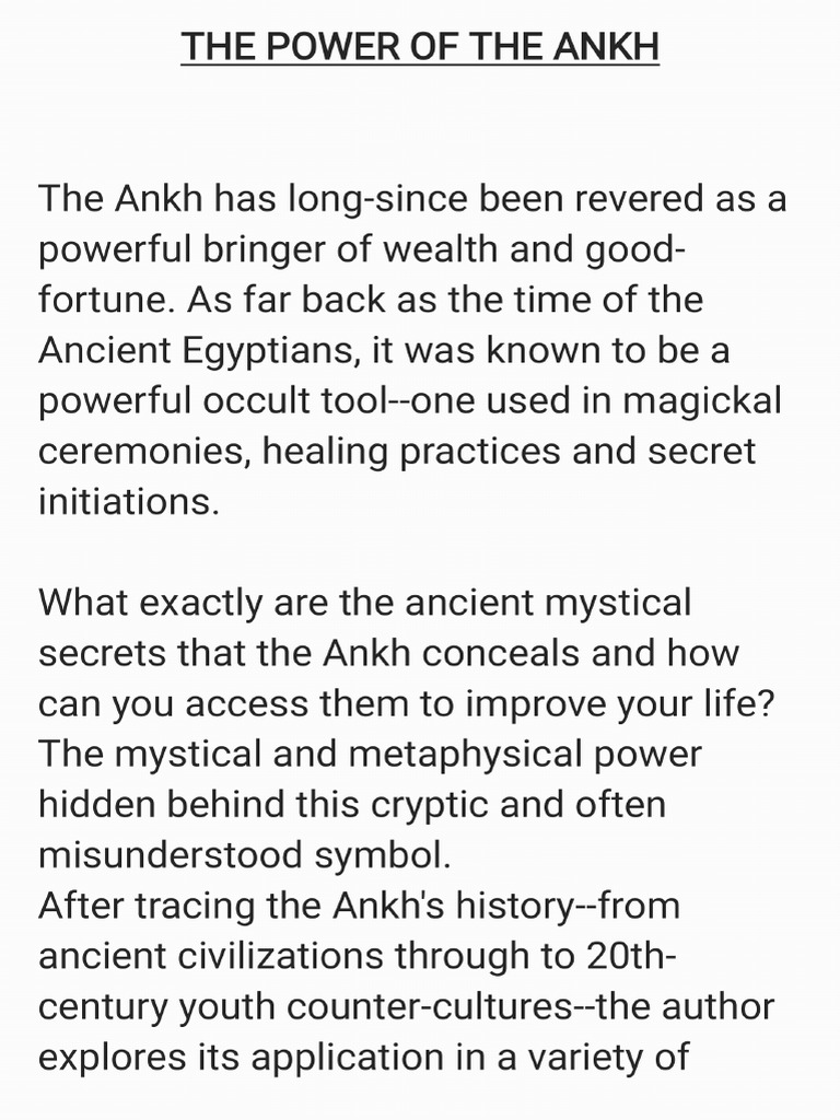 The Power of The Ankh | PDF