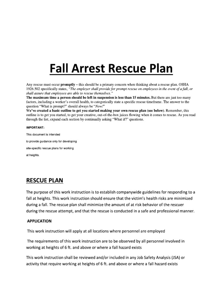 Fall Arrest Rescue Plan | PDF
