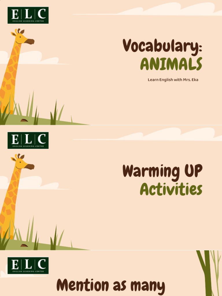 Day 1 - Vocabulary (Animals) - A1 STARTERS | PDF