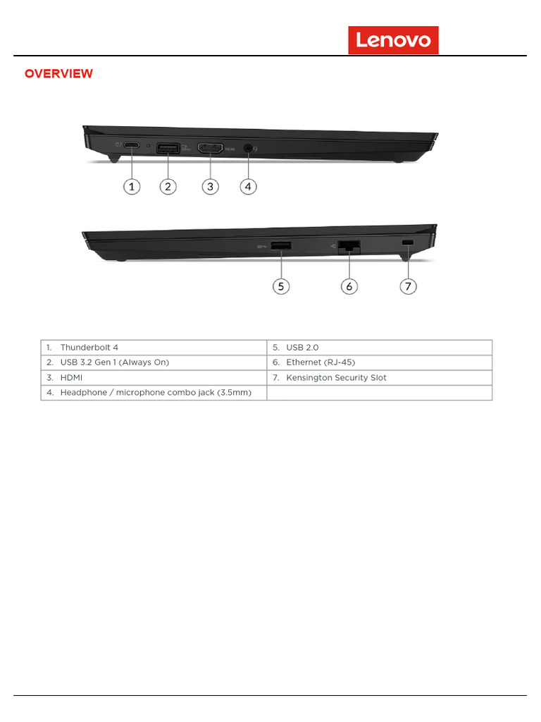 ThinkPad E14 Gen 4 Intel Spec | PDF | Usb | Solid State Drive