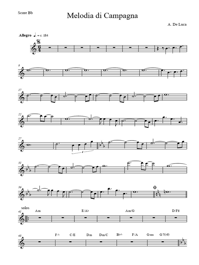 Melodia Di Campagna (Lead Sheet BB) | PDF