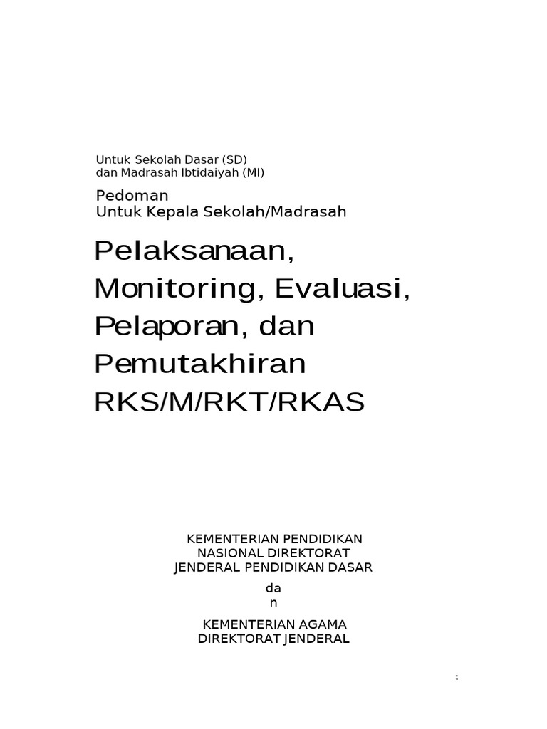 Pedoman RKS/M untuk SD dan MI | PDF | Karier & Perkembangan | Bisnis