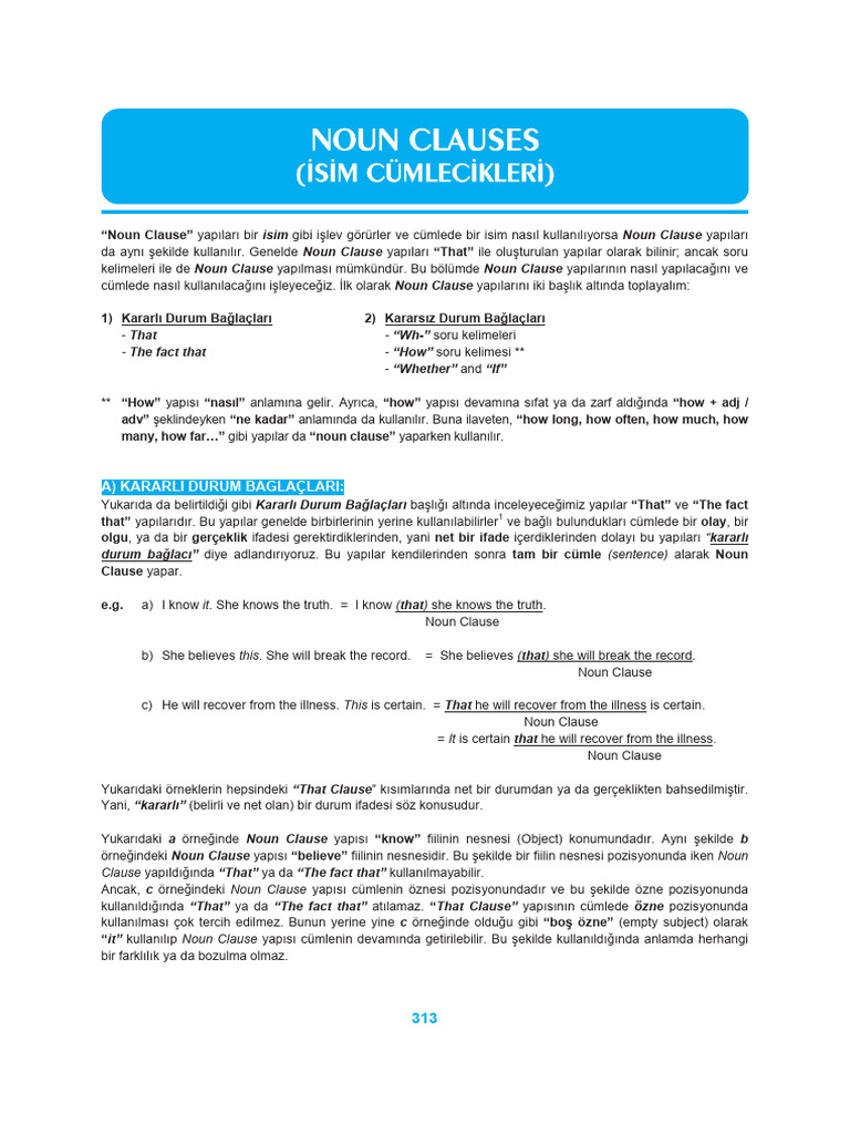 Modadi̇l 323-357 Noun Clauses | PDF