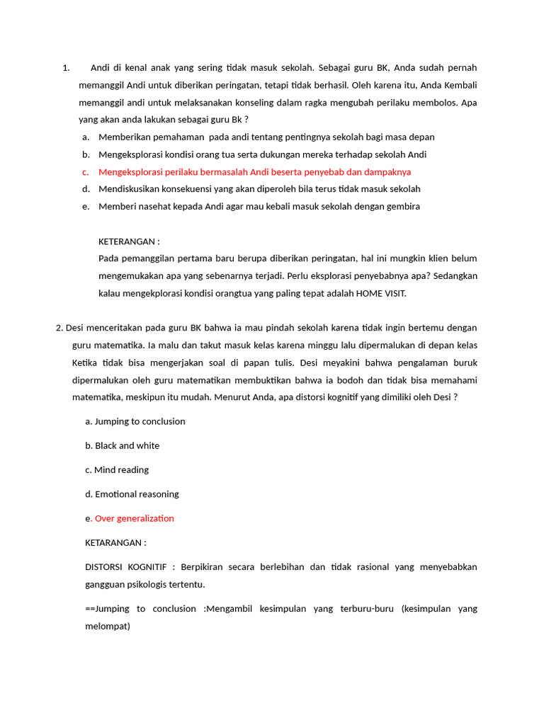 Pembahasan Tryout PPG BK | PDF