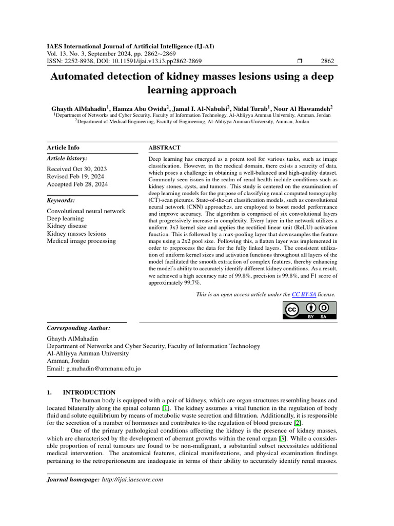 Automated Detection of Kidney Masses Lesions Using A Deep Learning Approach | PDF | Receiver ...
