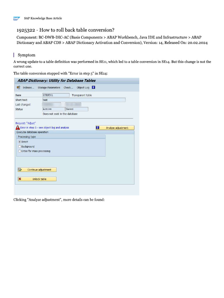 SAP Note Recover Table Data Deleted by Mistake | PDF