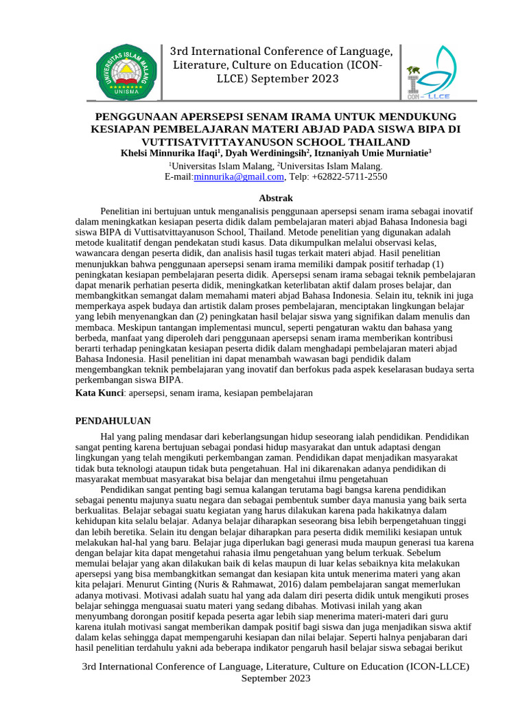 Apersepsi Senam Irama untuk BIPA | PDF